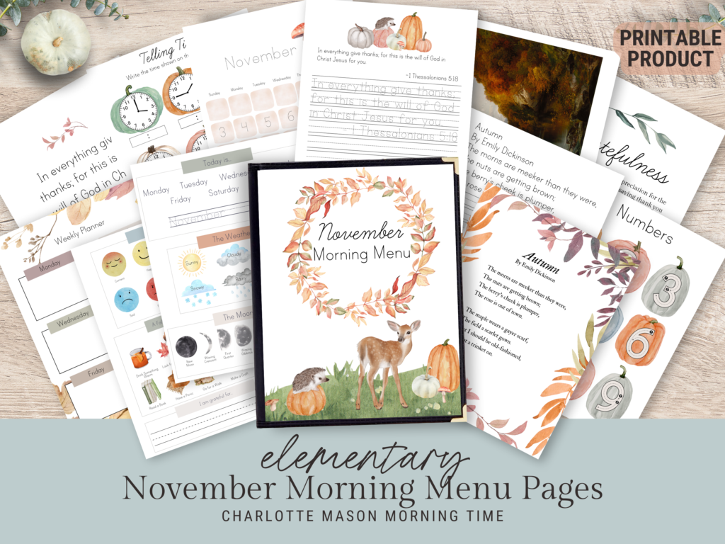 November Morning Menu Pages | Autumn Morning Menu | Fall Morning Menu ...