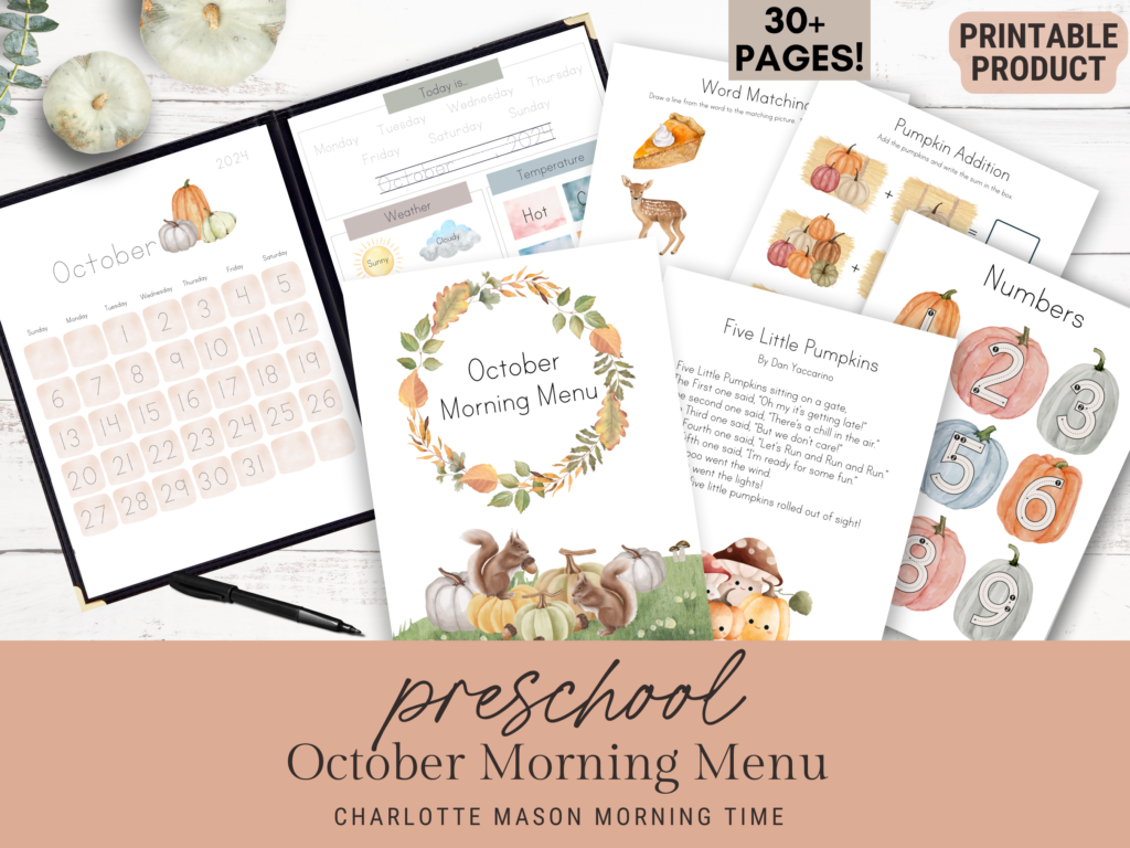 Preschool October Morning Menu - Raising Sawyers