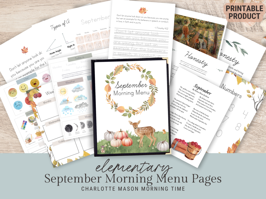 September Morning Menu Pages - Elementary - Raising Sawyers